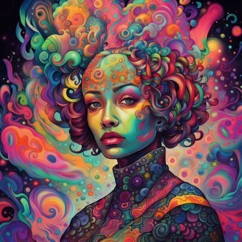 One women in the style of android jones, trippy - AI Generated Artwork ...