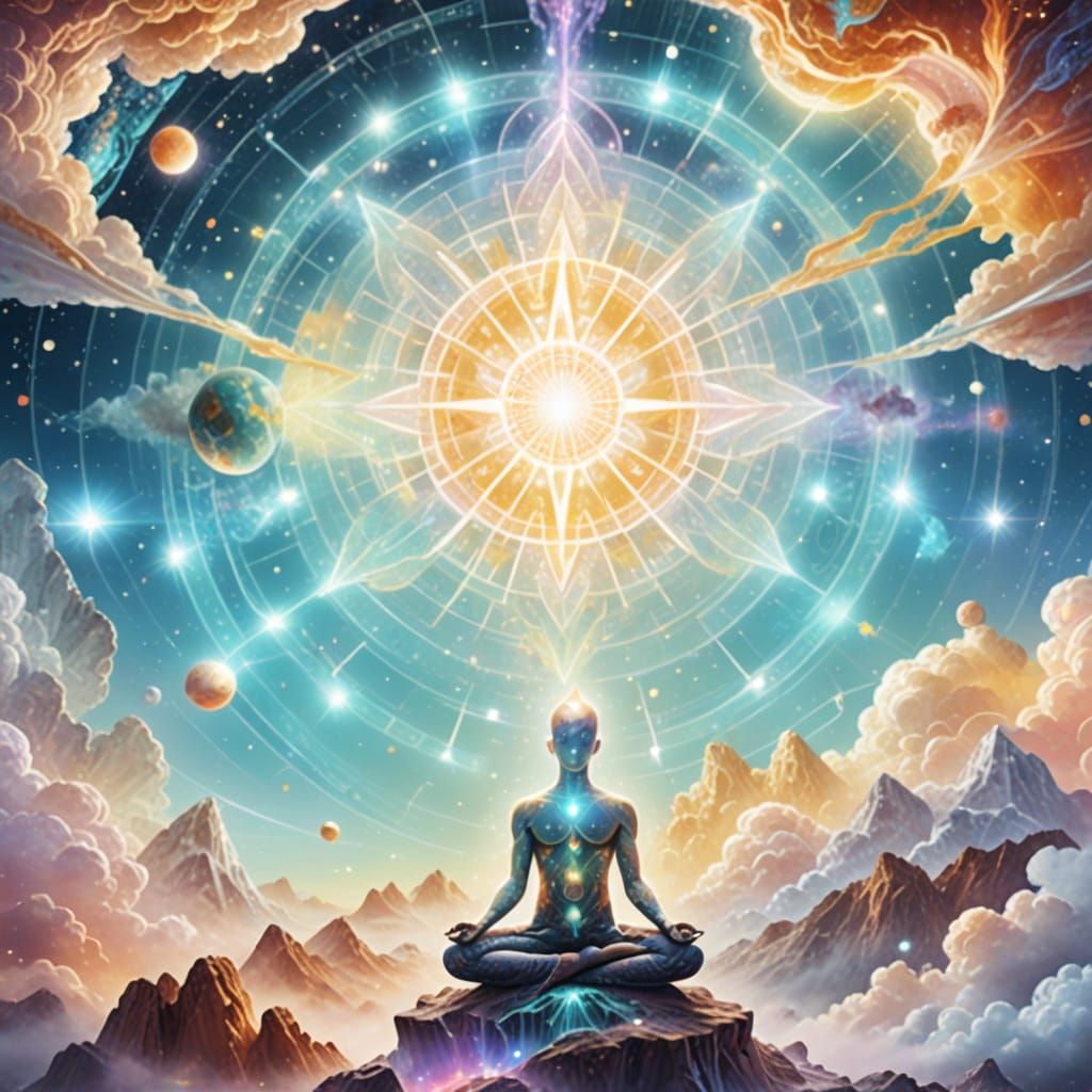 Cosmic Astral Vortex in Vibrant Holographic Colors - AI Art