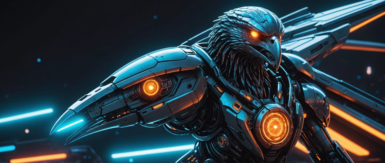 Evil Glowing Eagle-Droid - AI Generated Artwork - NightCafe Creator