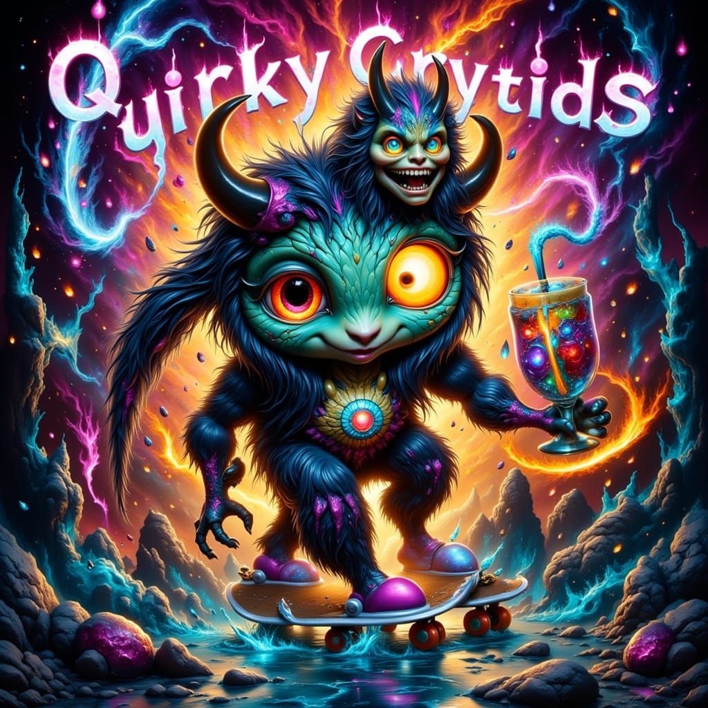 Funny Cryptids Cartoon: Jersey Devil, Bigfoot, Chu... - AI Art