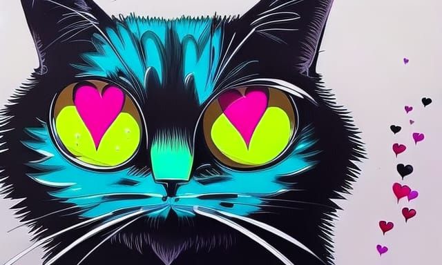 Very cute melting splash cat, red hearts ♥️ inside its innocent smart ...