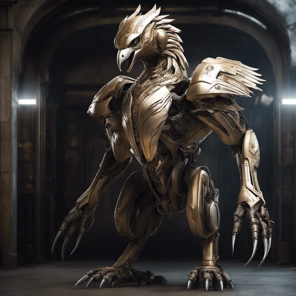 Biomechanical Griffin - AI Generated Artwork - NightCafe Creator