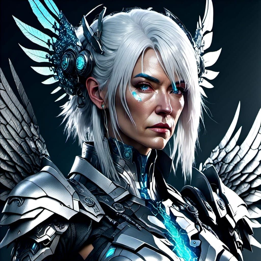 Winged Cyber Angel - AI Generated Artwork - NightCafe Creator