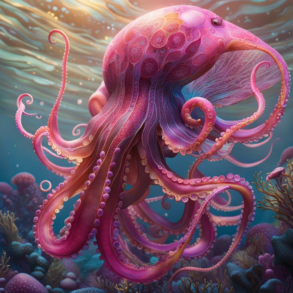 Pink Dumbo Octopus - AI Generated Artwork - NightCafe Creator