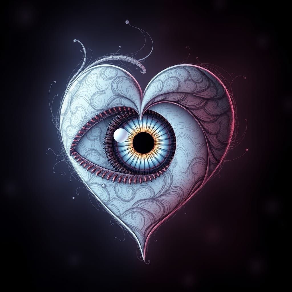 Eye Heart - Surreal Heart-Shaped Eye in Ethereal Abstract Re...
