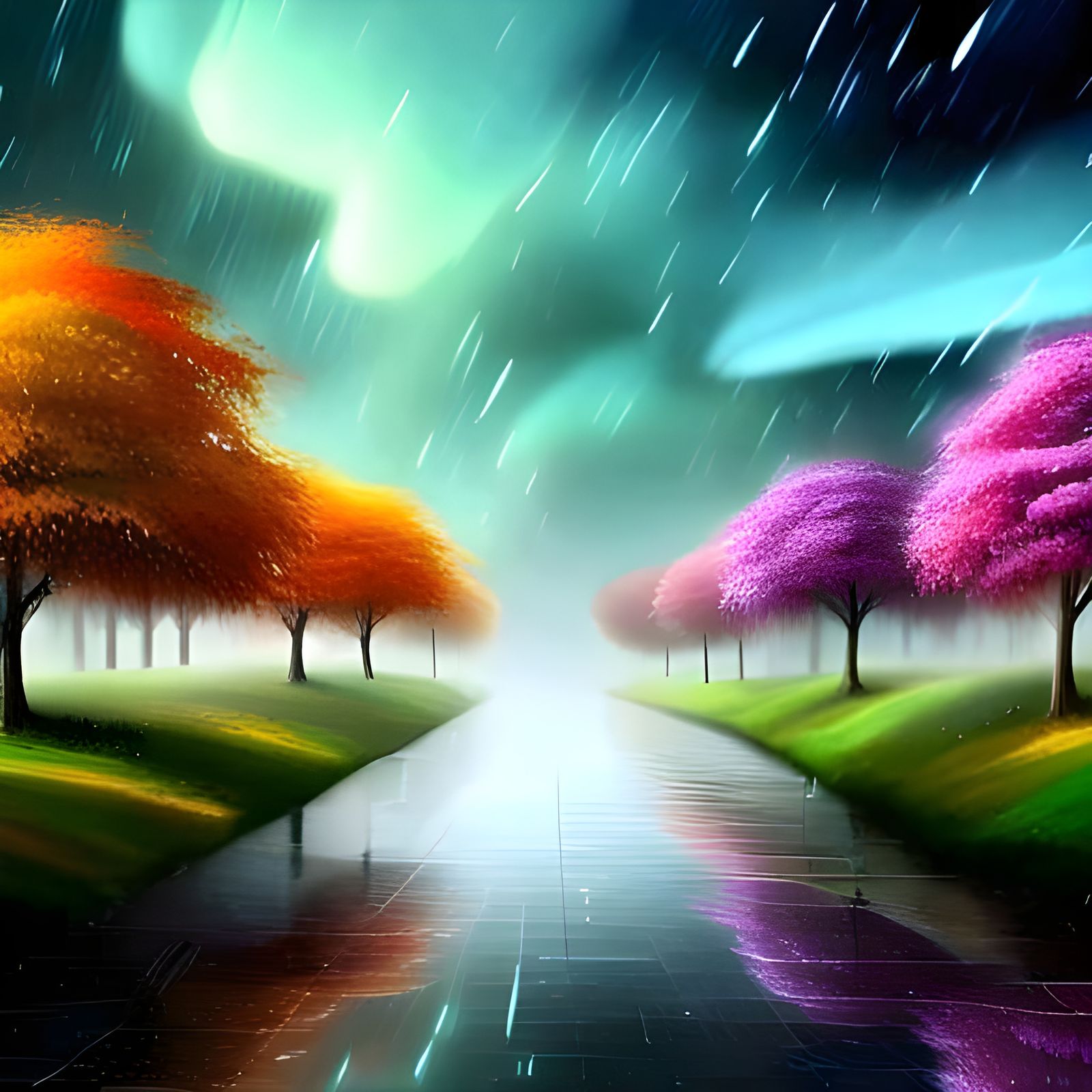 Spring Rain - AI Generated Artwork - NightCafe Creator