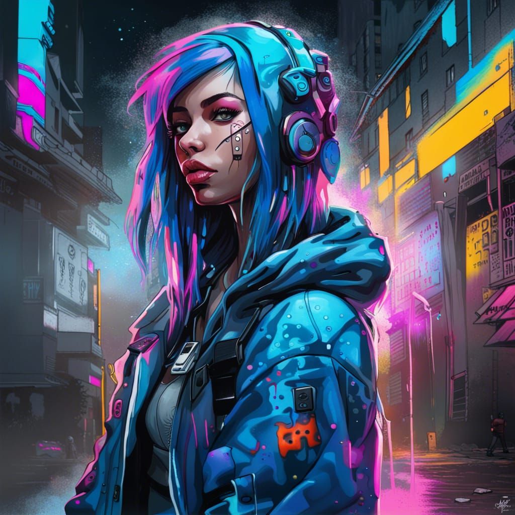 cyberpunk blue - AI Generated Artwork - NightCafe Creator