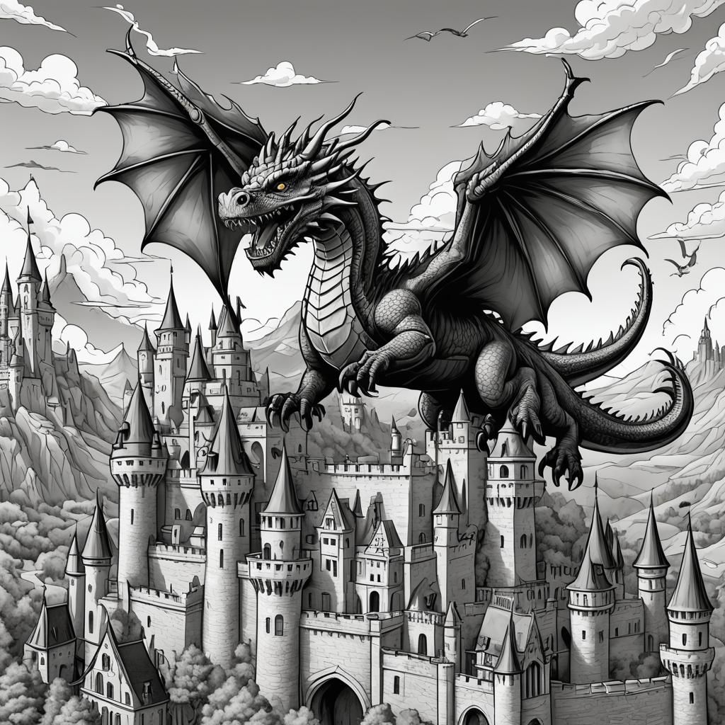 COLORING BOOK DRAGON 26 - AI Generated Artwork - NightCafe Creator