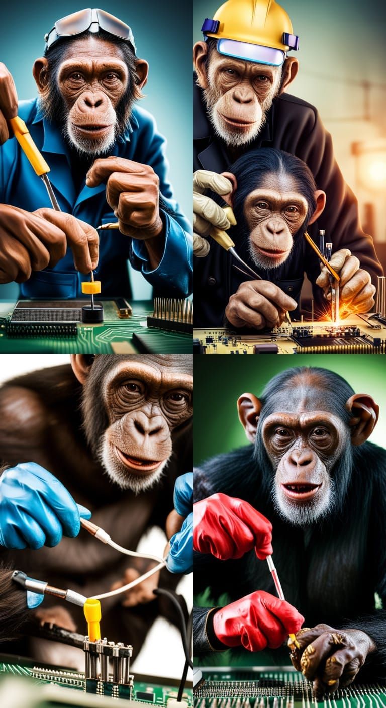 Chimpanzee engineer - AI Generated Artwork - NightCafe Creator