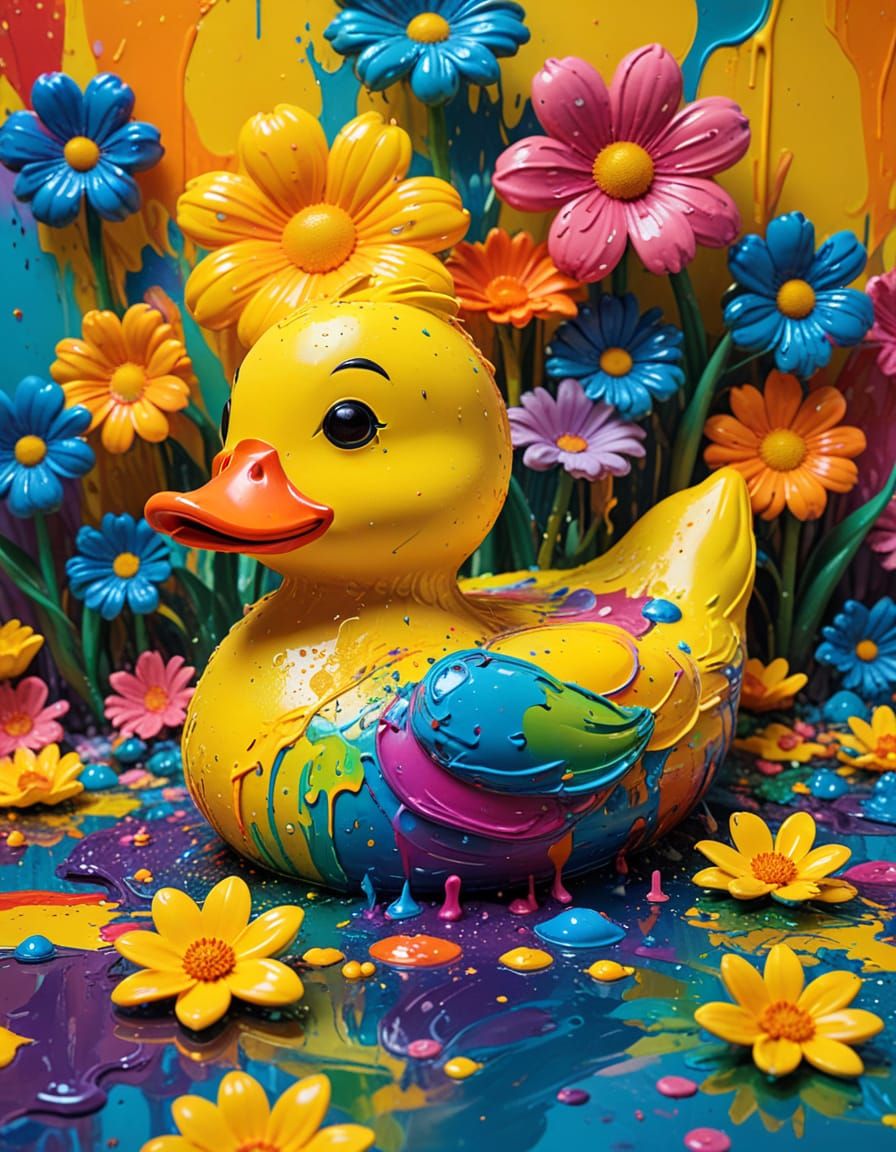 Psychedelic Impasto Rubber Duck Melts in Colorful ... - AI Art