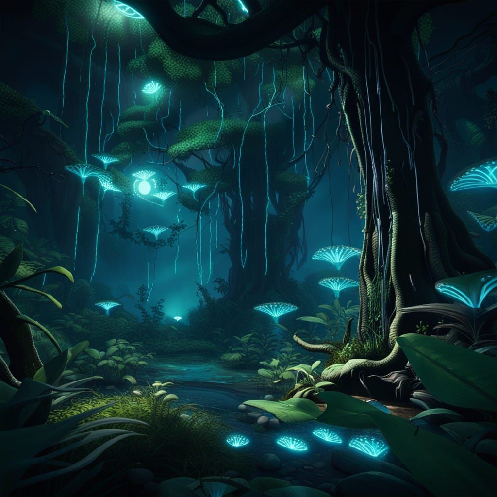 the dense otherworldly alien jungle - AI Generated Artwork - NightCafe ...
