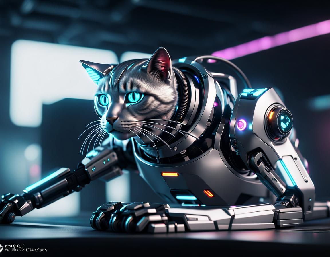 Cyborg anthropomorphic cat - AI Generated Artwork - NightCafe Creator