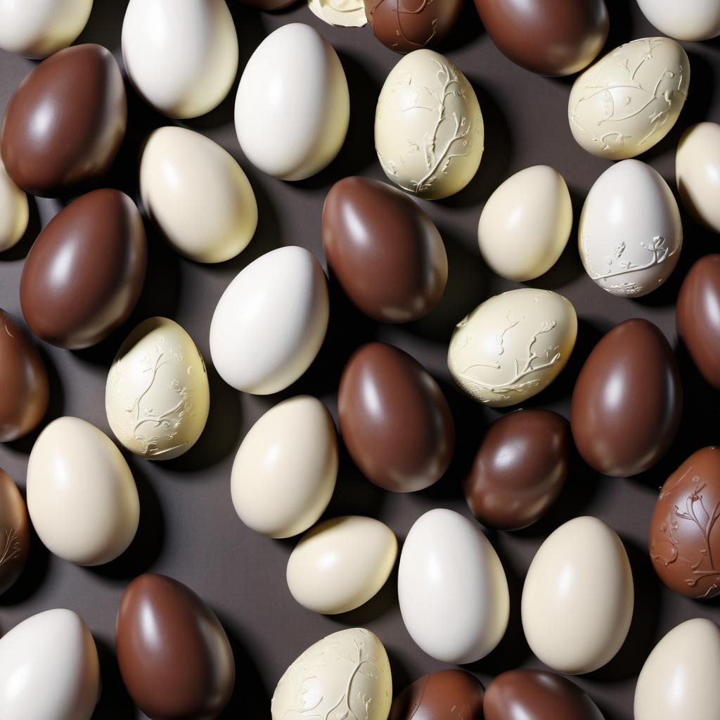 Dark and white chocolate eggs - AI Generated Artwork - NightCafe Creator
