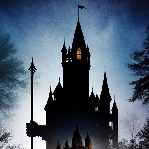 Double exposure art, a photo of a Medieval Castle inside the silhouette ...