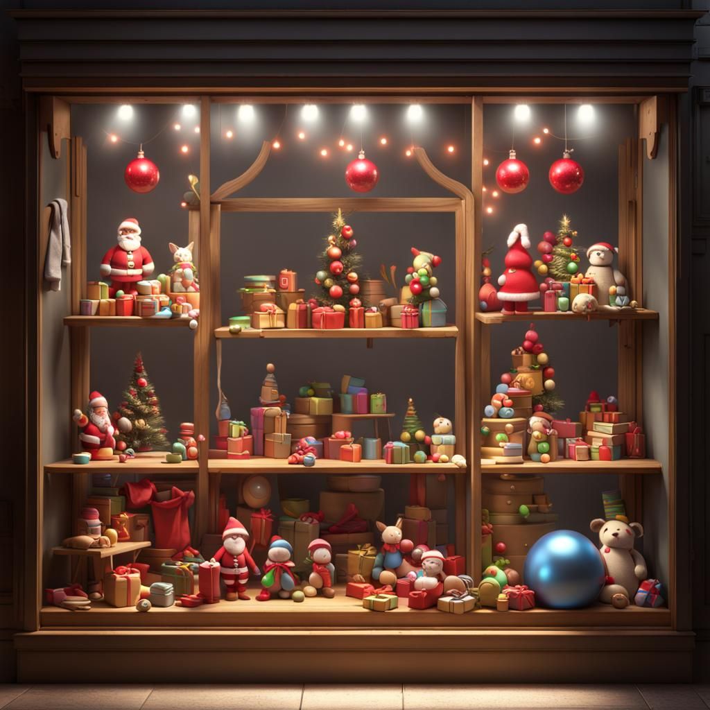 Toy Store Window Display At Christmas - AI Generated Artwork ...
