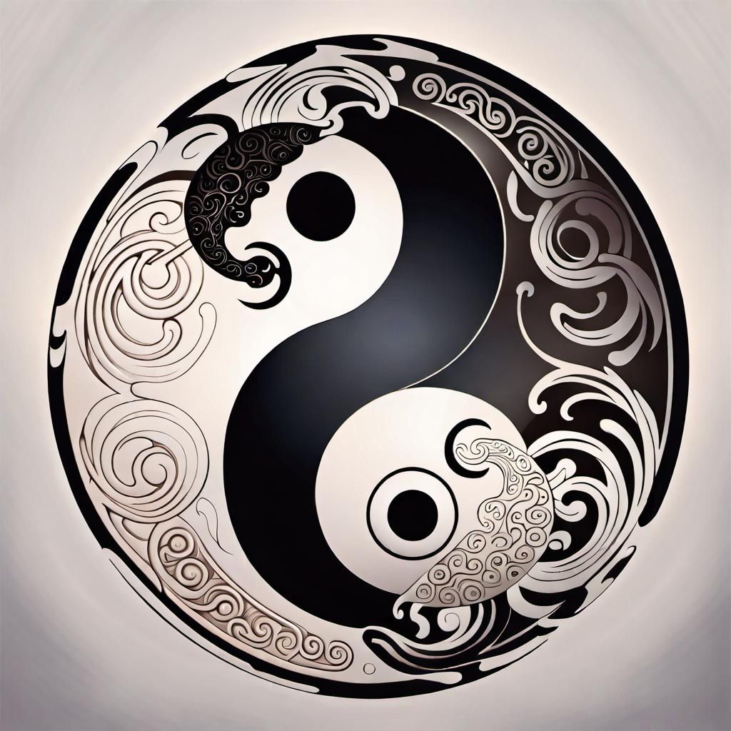 Yin and Yang - Balanced Harmony in Taijitu Symbol