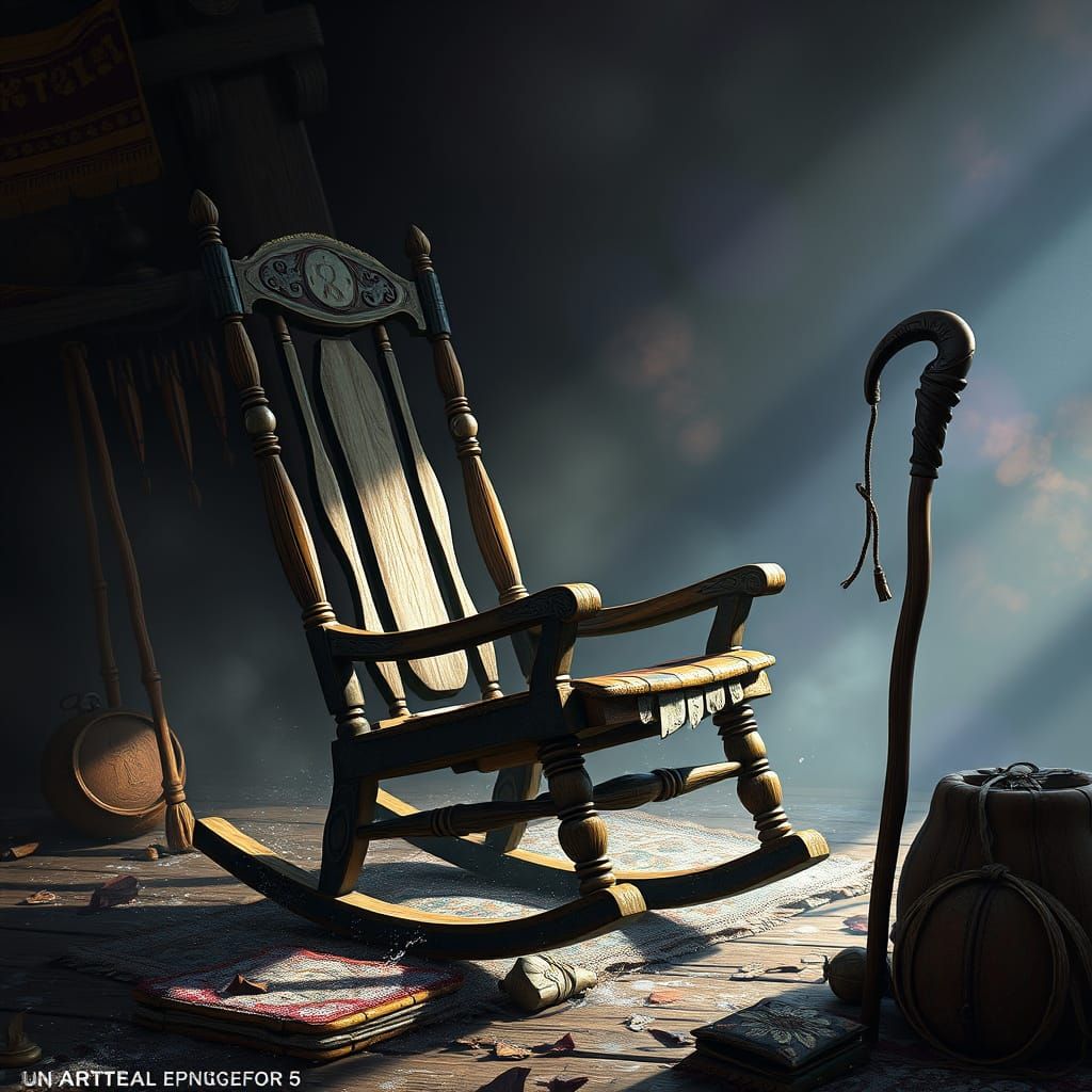 Fantastical Rocking Chair Scene in Deep, Rich Colo... - AI Art