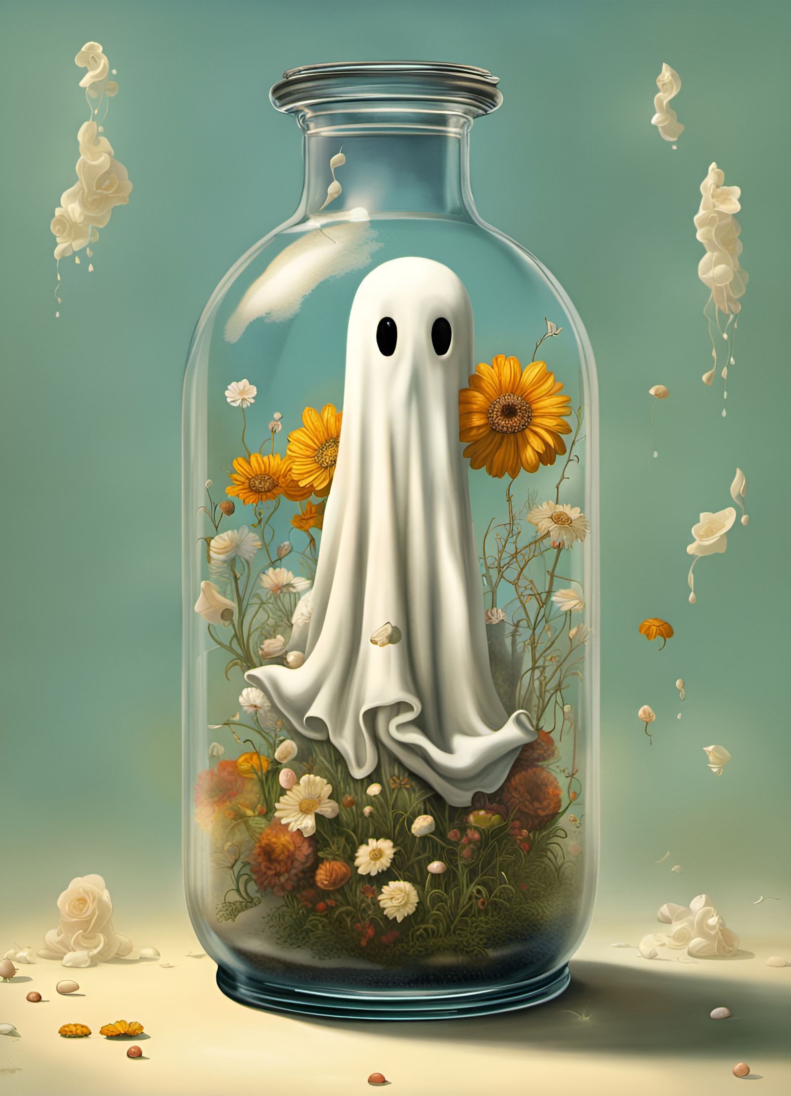 Surrealist Ghost Flowers - AI Generated Artwork - NightCafe Creator