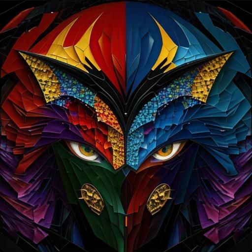 Beautiful rustic mosaic patchwork, abstract, surreal, sharp, focused ...