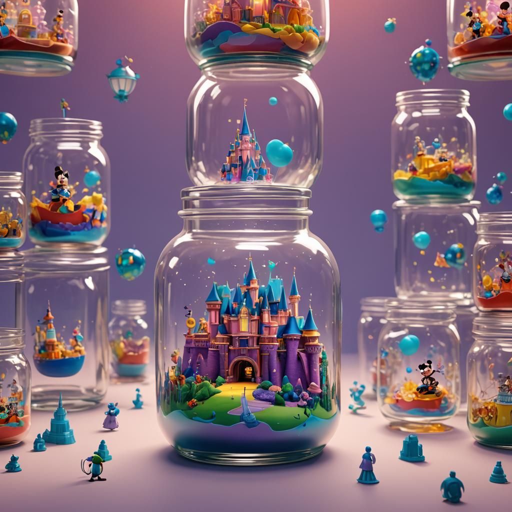 Disney in Jars - AI Generated Artwork - NightCafe Creator