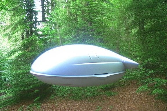 Alien spacecraft above our campsite, 2005 - AI Generated Artwork ...