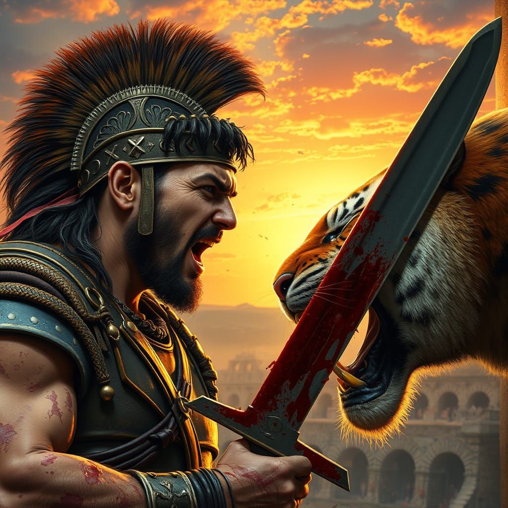 Fight til death - Gladiator Confronts Fierce Tiger in Ancien...