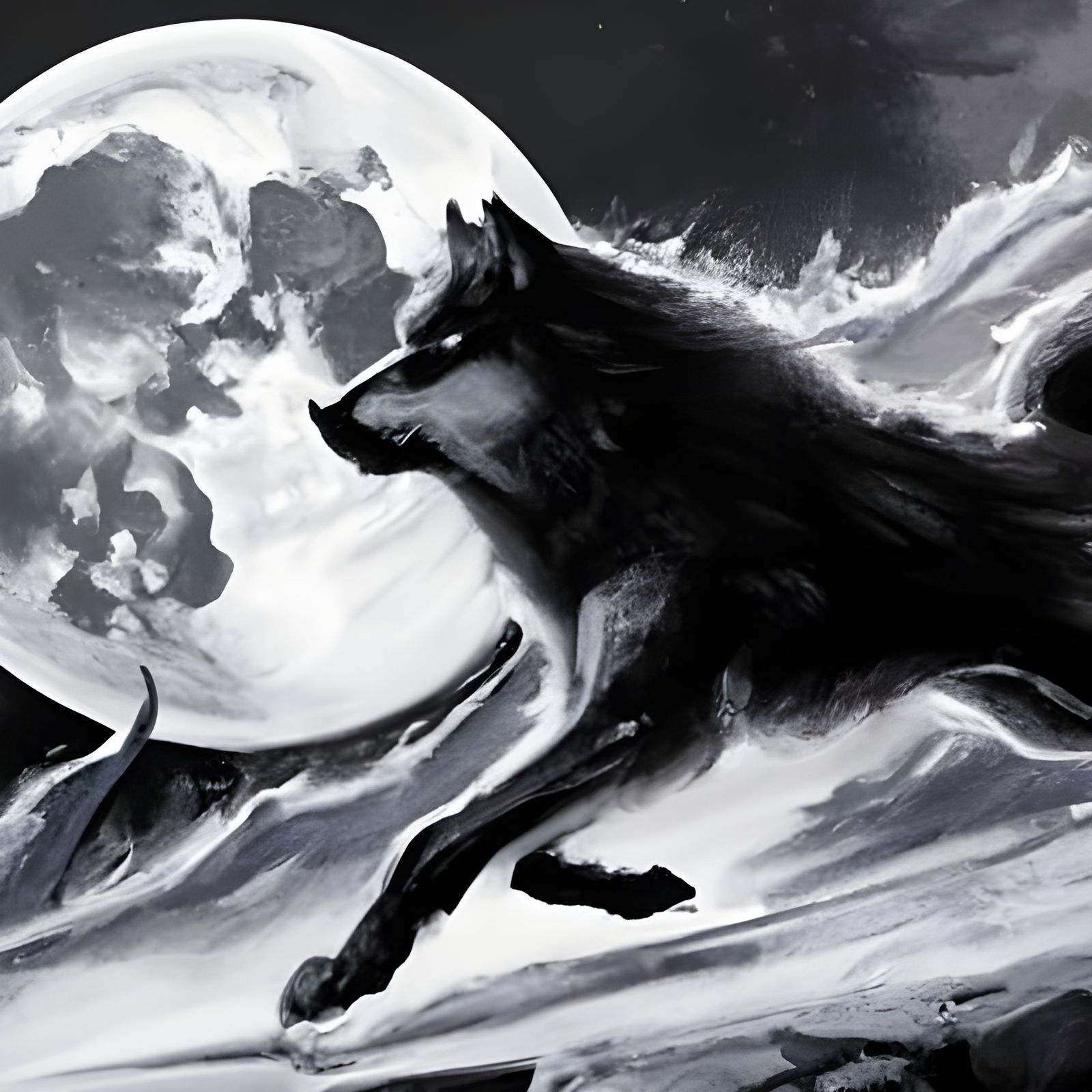 The beautiful wolf Hati 🐺🌕 - AI Generated Artwork - NightCafe Creator