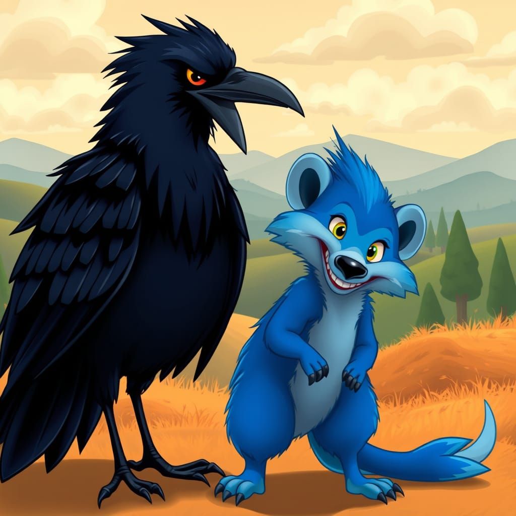 Majestic Disney Raven and Radical Mongoose - AI Art