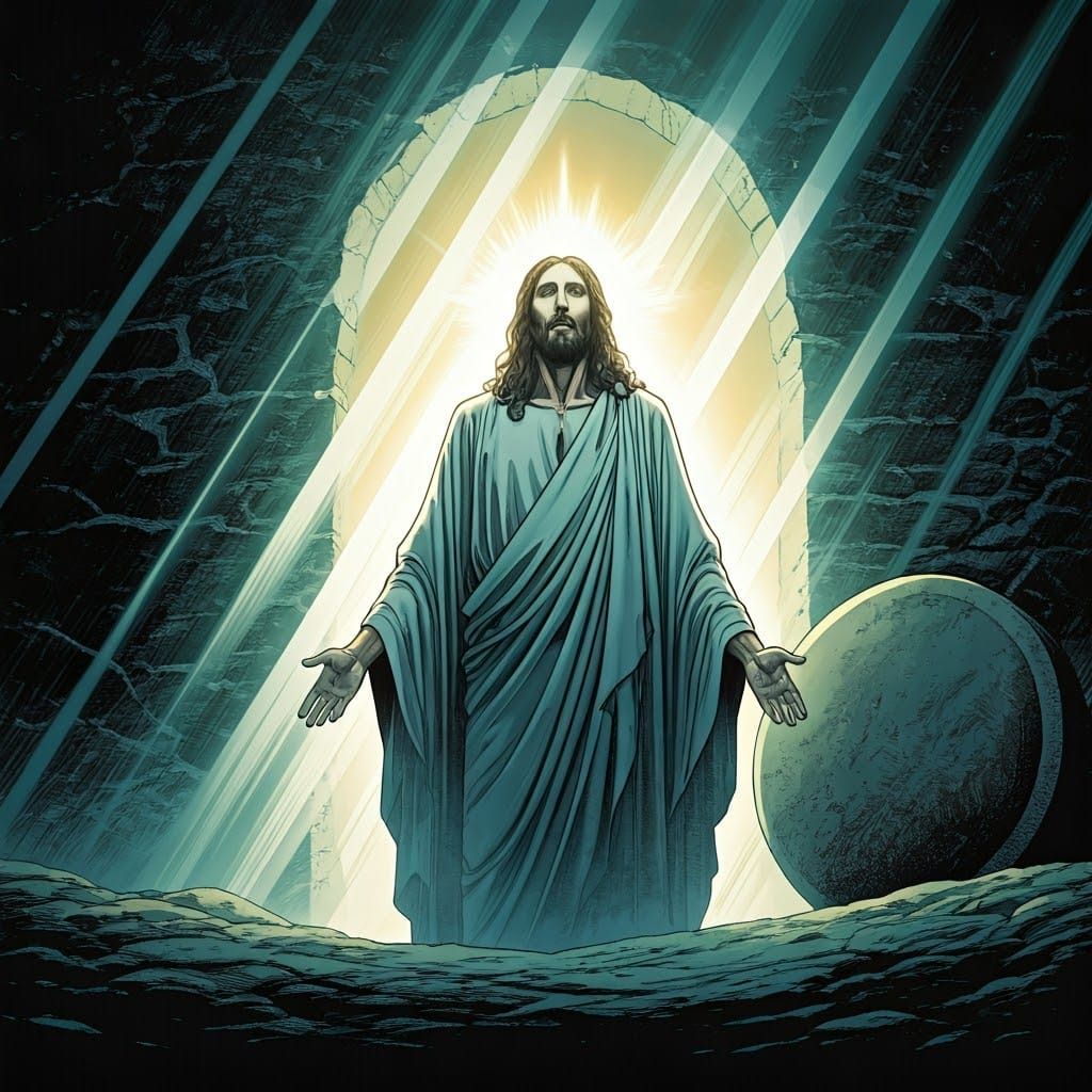 Divine Resurrection in Radiant Light - AI Art
