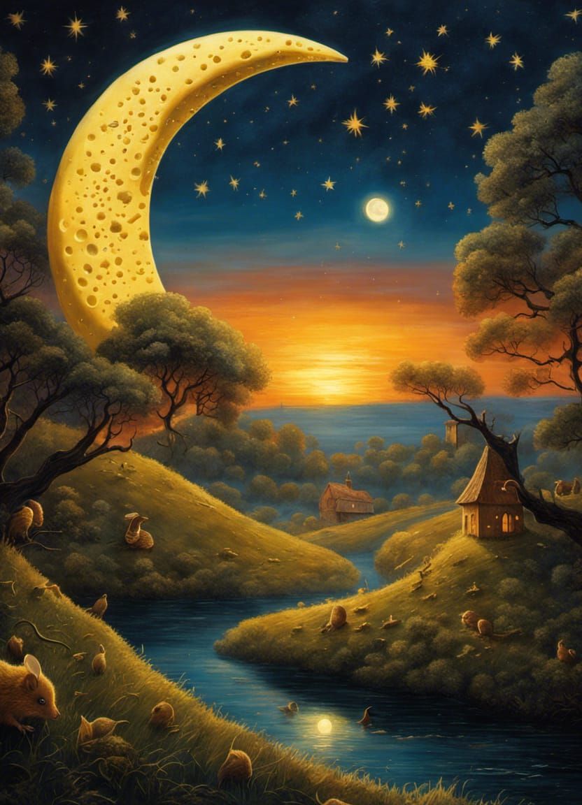 Cheesy moon shining. - AI Generated Artwork - NightCafe Creator