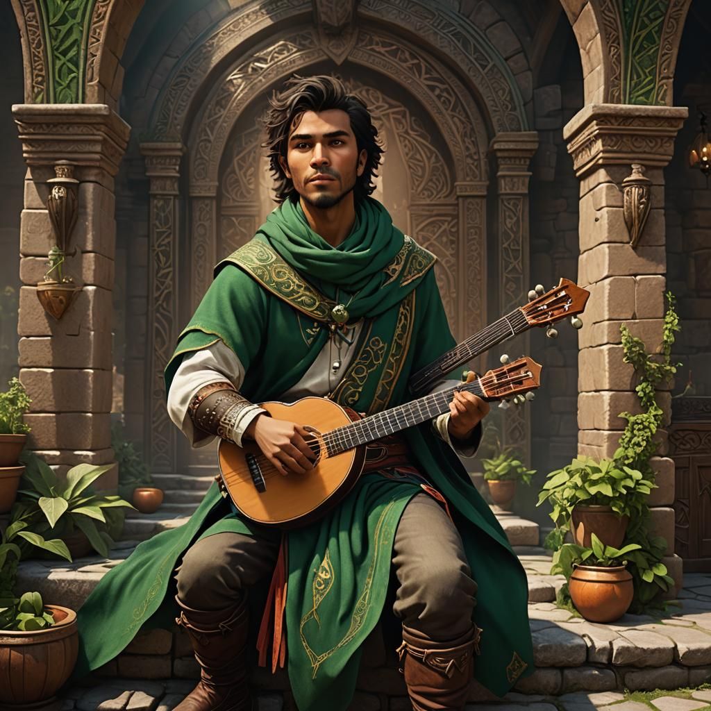 Realistic full body character in dungeons and dragons style, musician ...