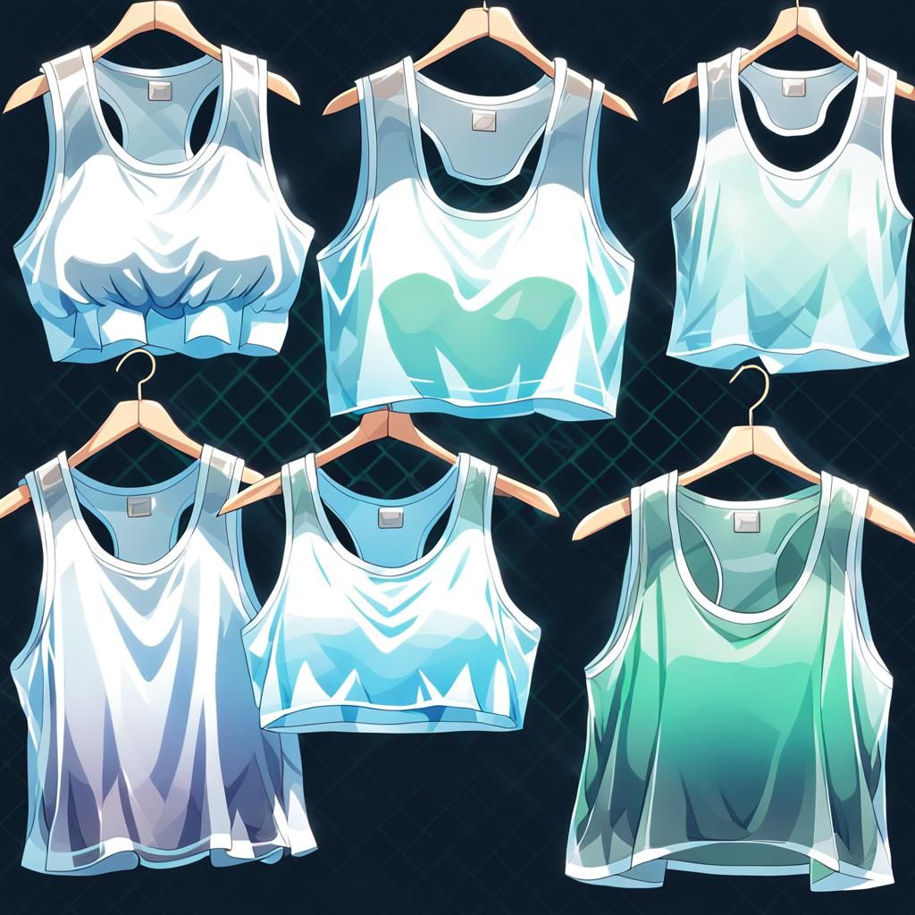 Poofy cropped translucent mesh shirts + tank tops - AI Generated ...