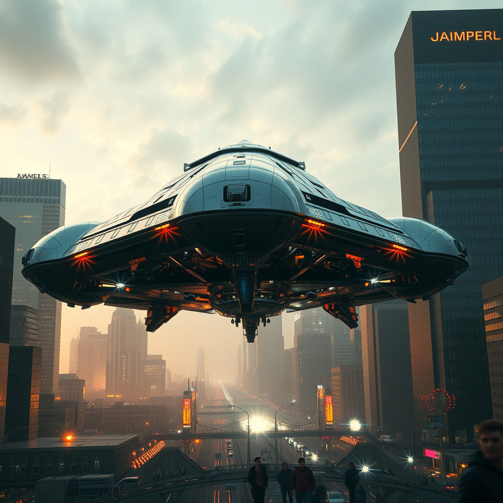 Atomic-Powered Spaceship Lands in Downtown Los Ang... - AI Art