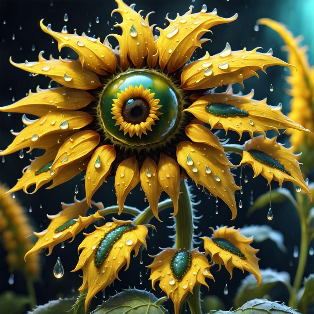 Alien sunflower creature - AI Generated Artwork - NightCafe Creator
