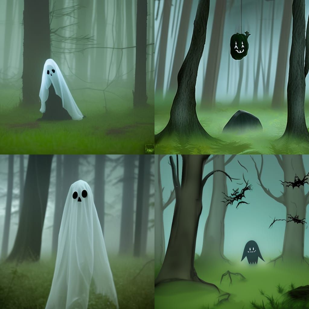 a spooky ghost creature in the middle of the forest - AI Generated ...
