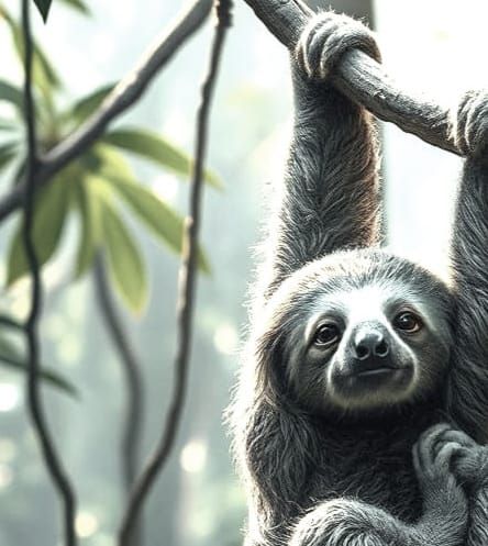 Chill dude! - Sloths in Majestic Rainforest Scenes as Digita...