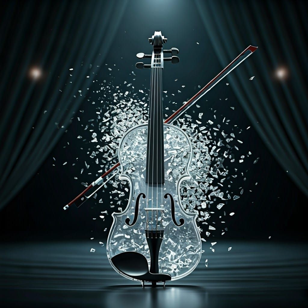 A new and up-to-date violin made entirely of transparent glass in a ...