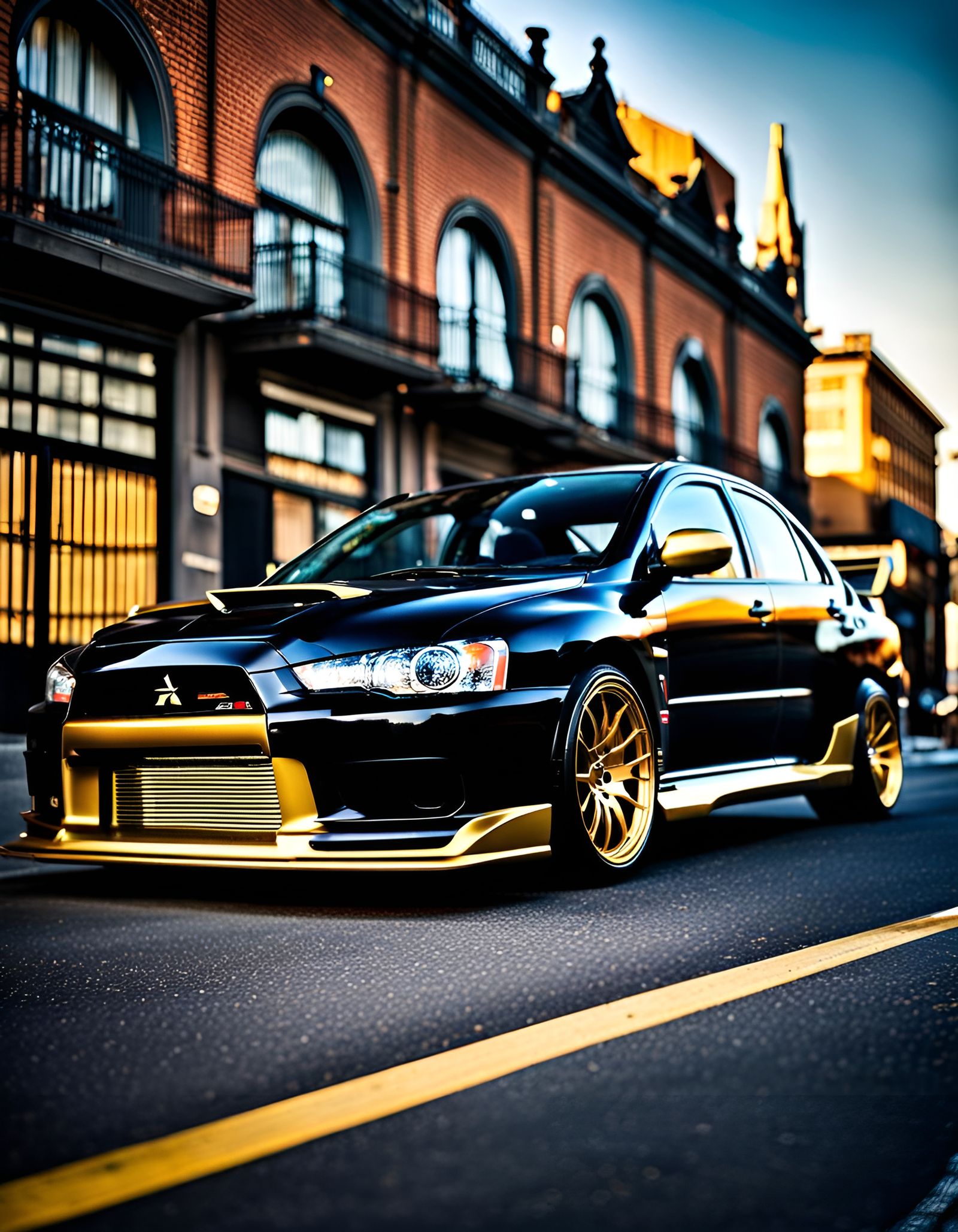 Black Mitsubishi Evolution X - AI Generated Artwork - NightCafe Creator