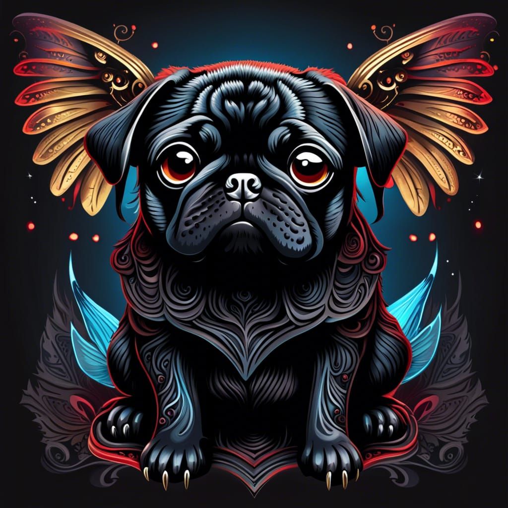Winged pug - AI Generated Artwork - NightCafe Creator