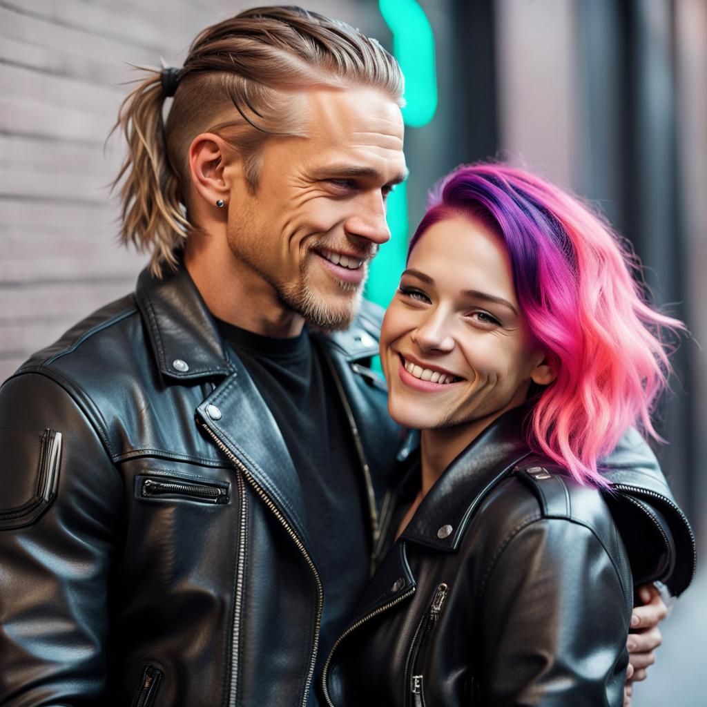 Cheyenne Goss has 4k tiny cat ears woman, beautiful neon hair, black ...