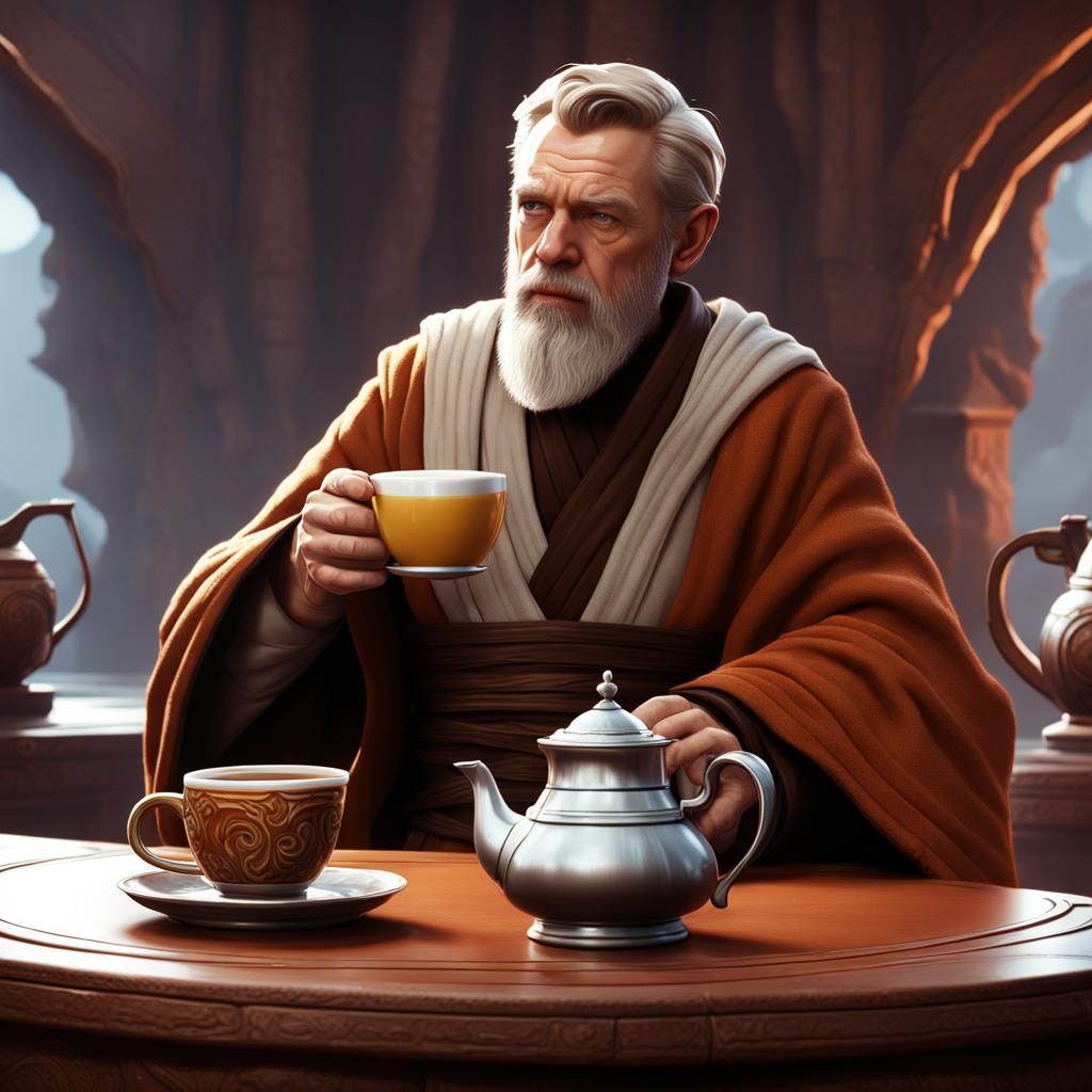 Obi-Wan Kenobi drinking a cup of tea - AI Generated Artwork - NightCafe ...