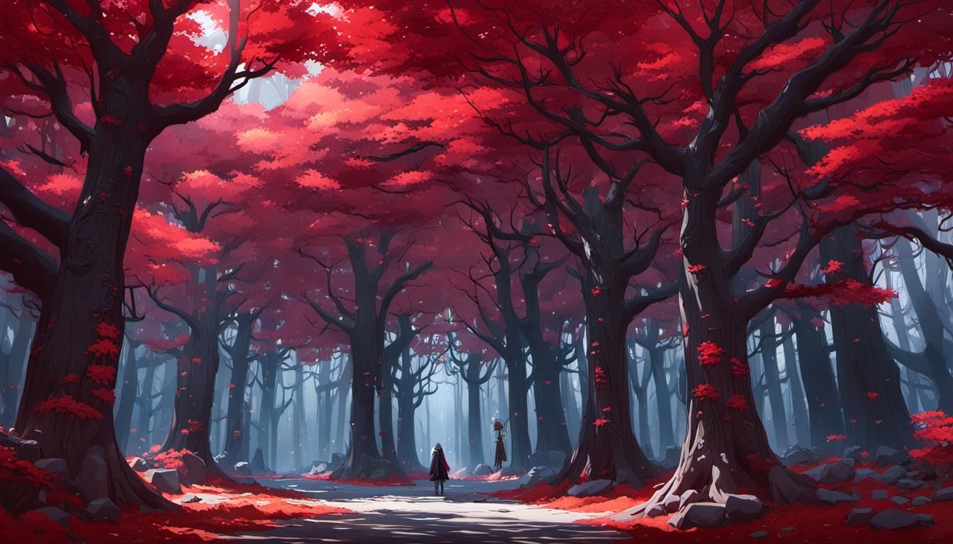 Forest of red trees - AI Generated Artwork - NightCafe Creator