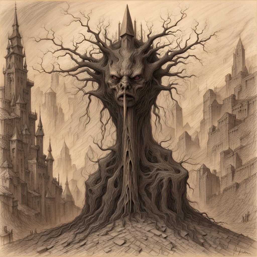 Demon Tree (Sketch) - AI Generated Artwork - NightCafe Creator