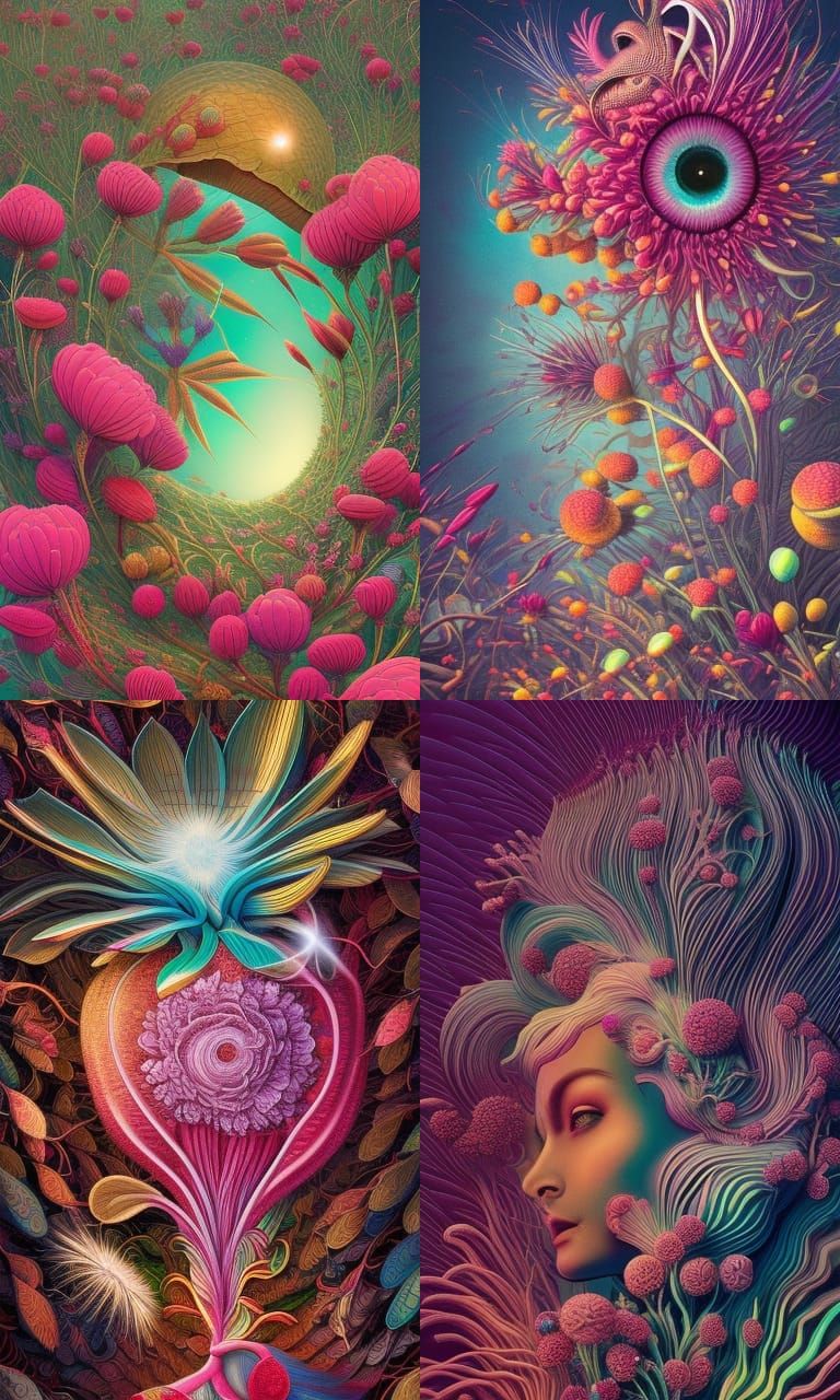 Intricately detailed and colorful scientific 3D-illustration of a ...