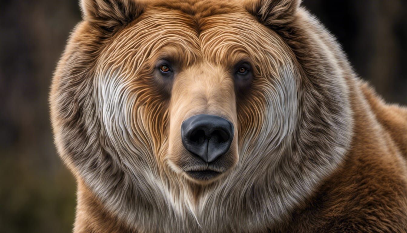 A photograph portrait of an obese Grizzly Bear, 3DHR Micromagic ...