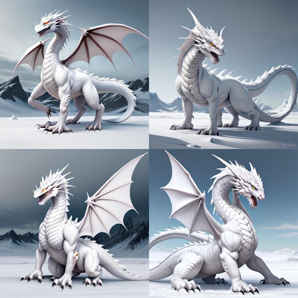 A white dragon in the frigid tundra - AI Generated Artwork - NightCafe Creator