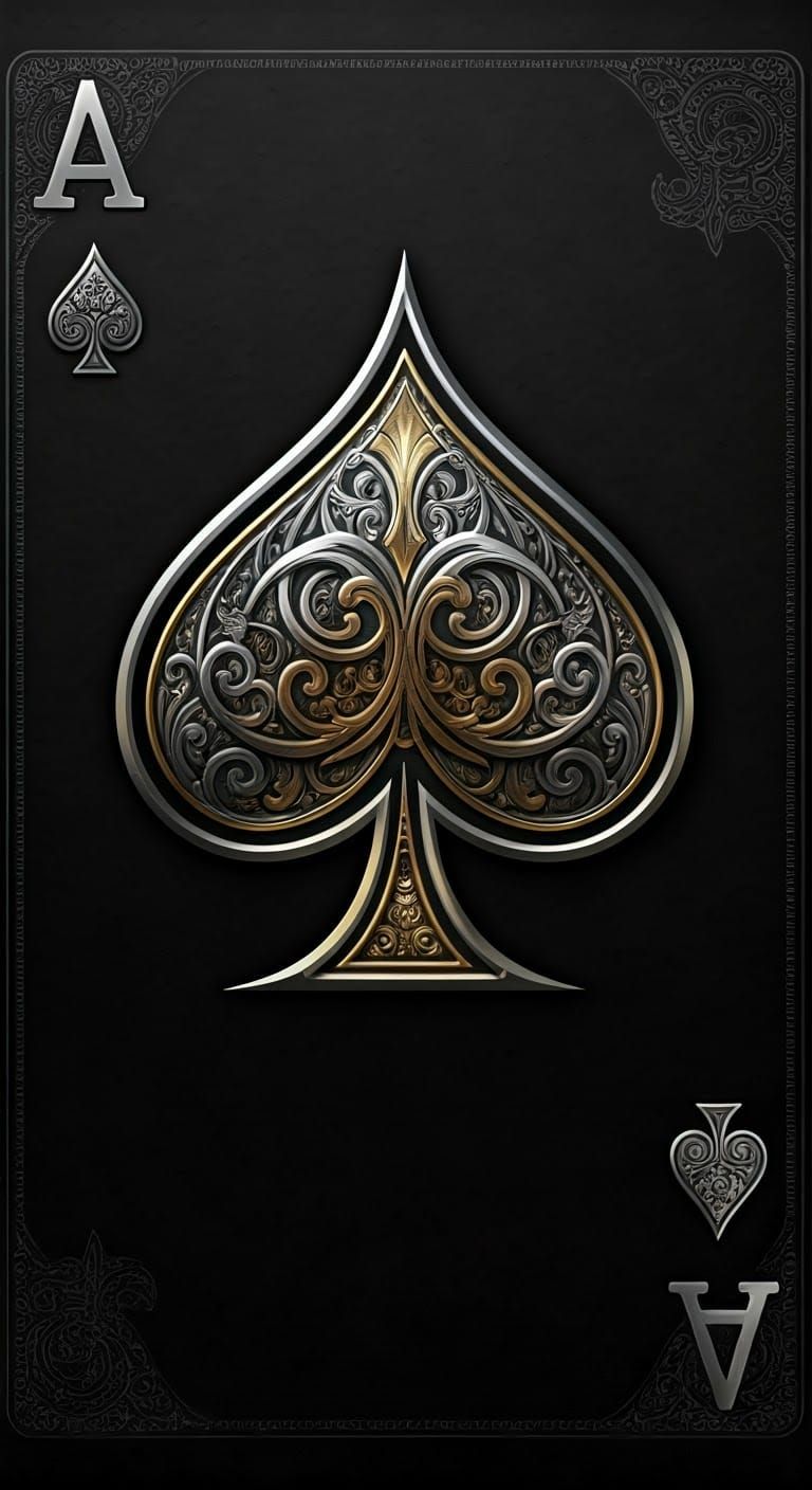 Stylized Metallic Ace of Spades Playing Card in El... - AI Art