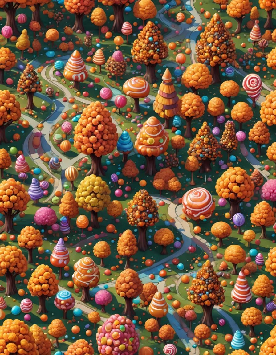 spooky candyland autumn caramel trees - AI Generated Artwork ...