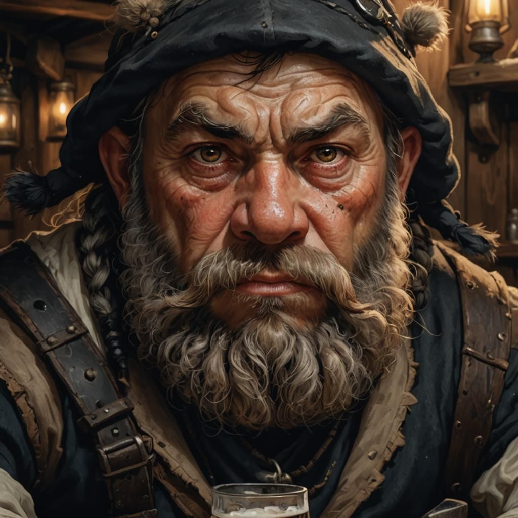 Viking-Inspired Dwarf Tavern Keeper - AI Art
