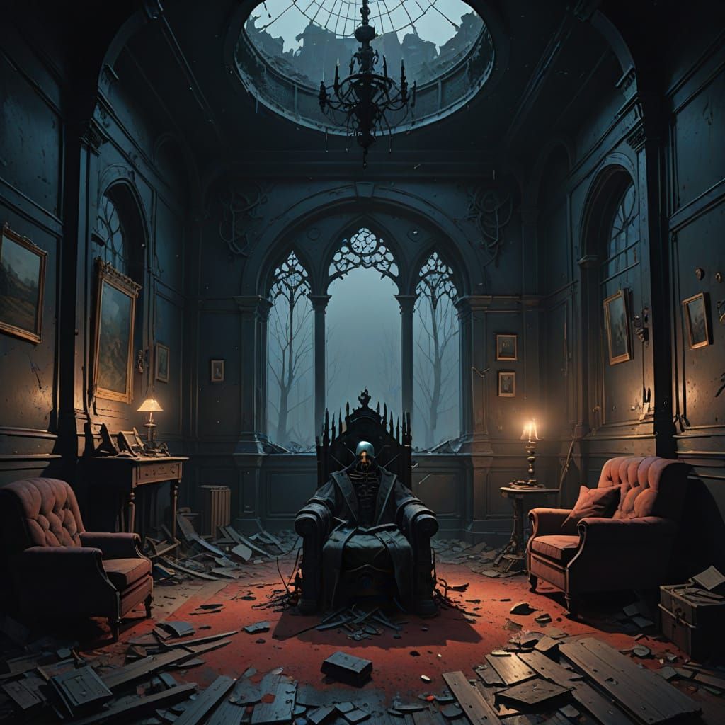 Gothic Castle Ruins in Dark Fantasy Style - AI Art